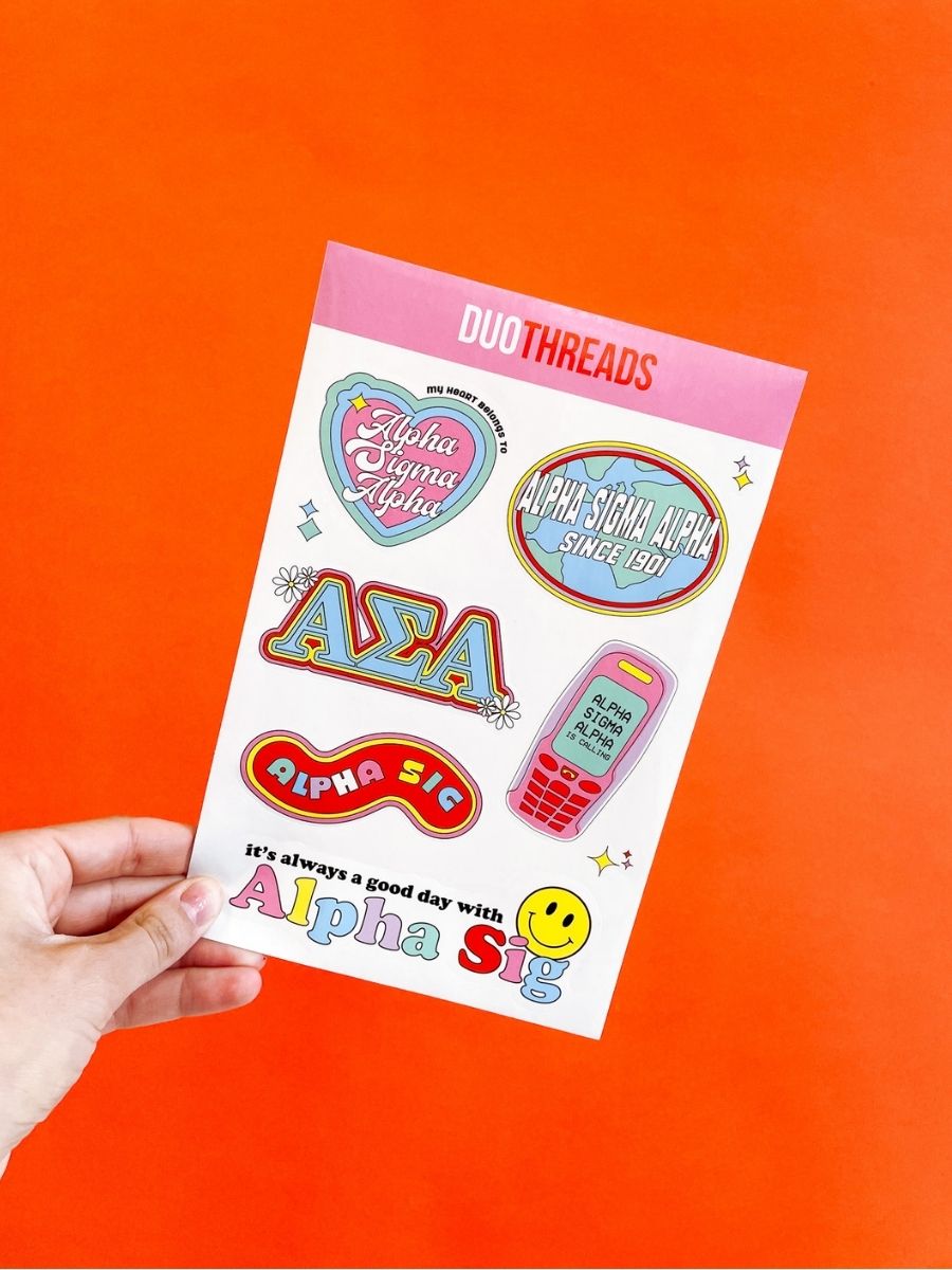 Alpha Sigma Alpha Sorority Y2K Sticker Sheet – Duo Studio Designs