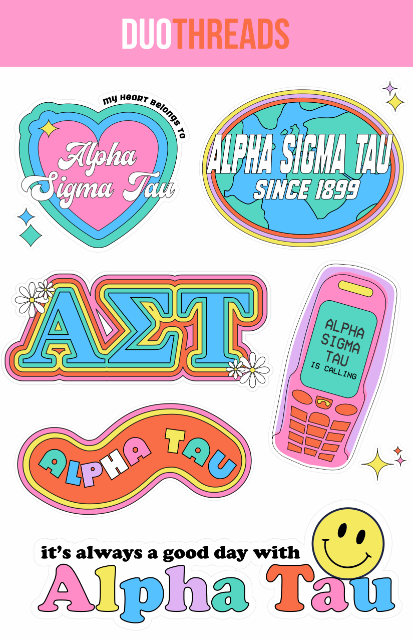 Alpha Sigma Tau Sorority Y2K Sticker Sheet – Duo Studio Designs