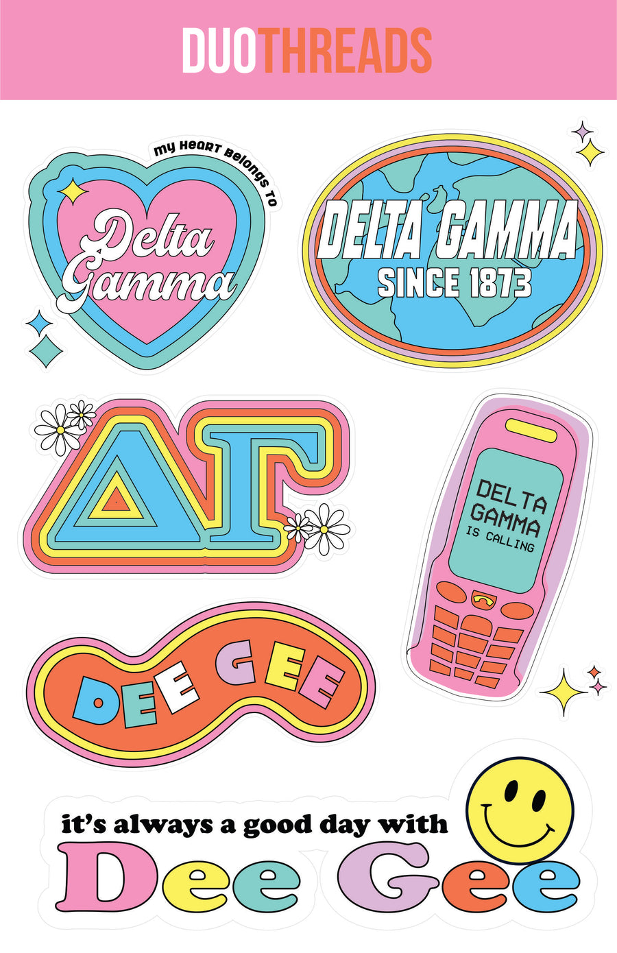 Sorority Y2K Sticker Sheet – Duo Studio Designs