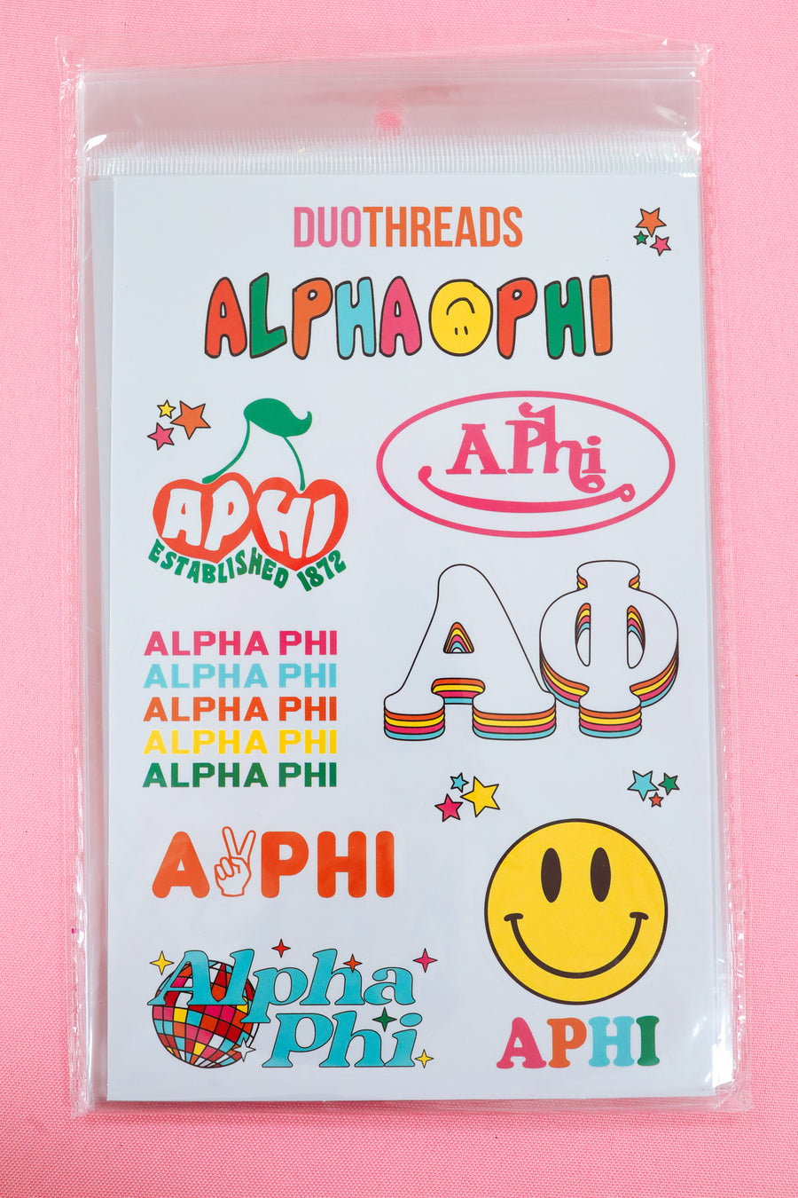 Alpha Phi Sorority Rainbow Sticker Sheet – Duo Studio Designs