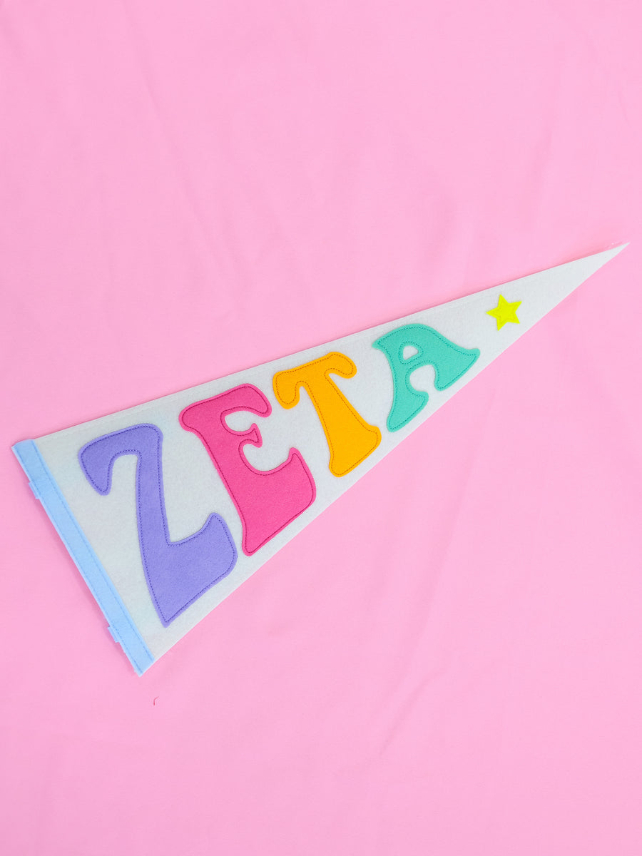 Zeta Tau Alpha Rainbow Pennant Flag – Duo Studio Designs