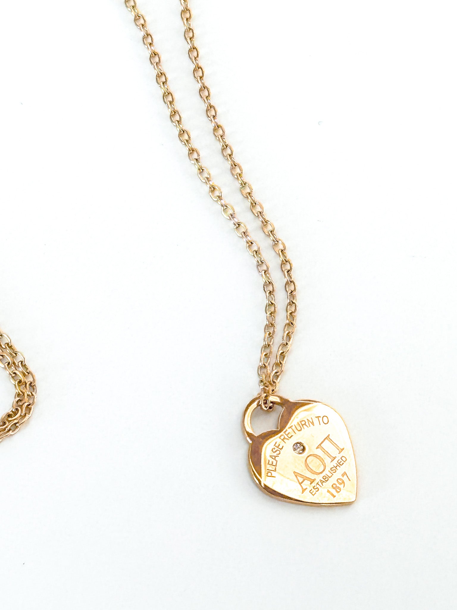 Alpha Omicron Pi Please Return Sorority Necklace – Duo Studio Designs
